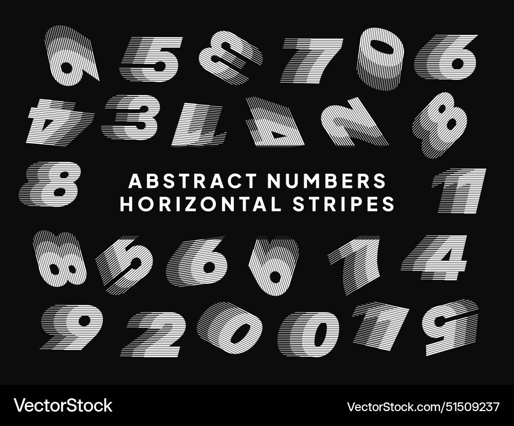 Number font logo geometric horizontal stripe lines