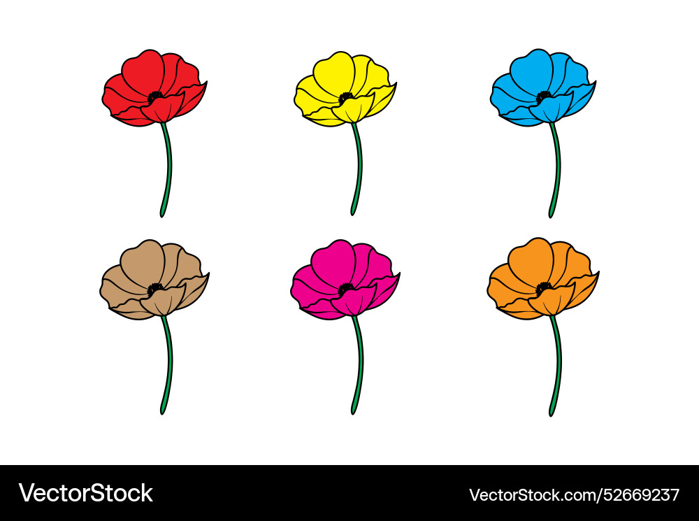 Poppy flower icon (52669237) – Royalty-Free Vector | VectorStock