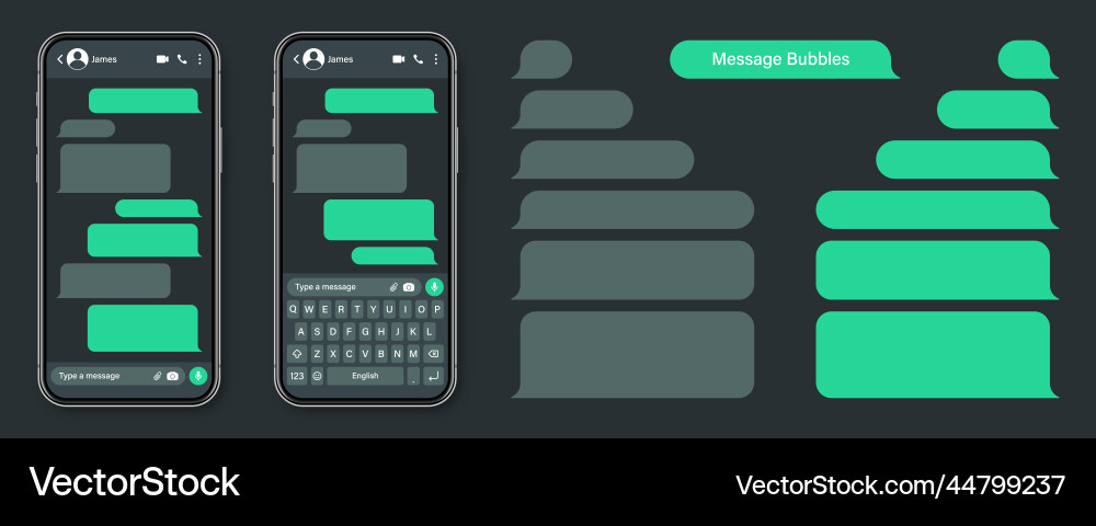 Realistic smartphone with messaging app blank sms Vector Image Realistic smartphone with messaging app blank sms Vector Image