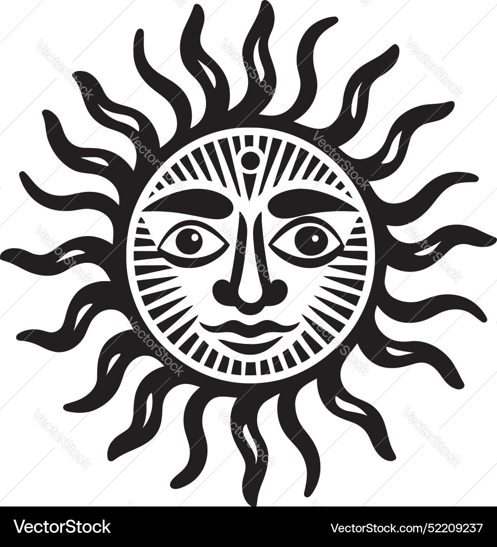 Smiling sunshine hand drawn sun logo design Vector Image