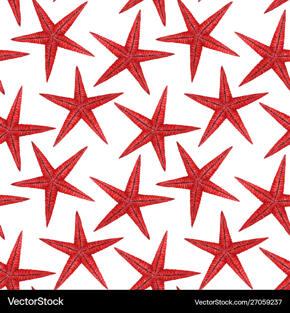 Watercolor sea life starfish pattern Royalty Free Vector