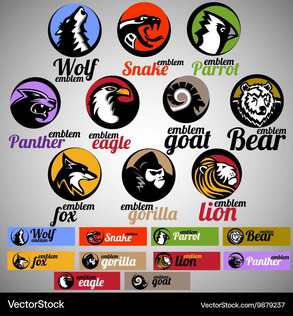 Wild life emblem set Royalty Free Vector Image