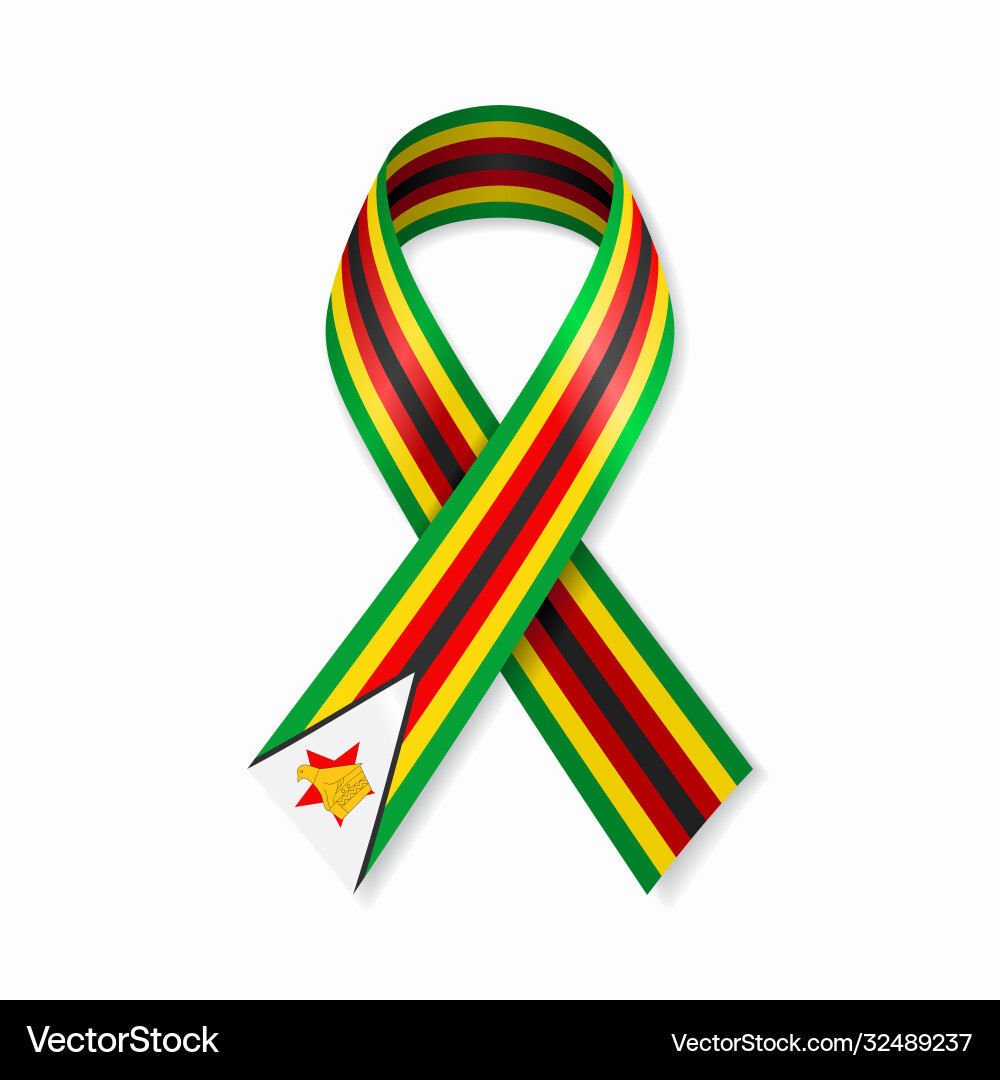 Zimbabwean flag stripe ribbon on white background Vector Image