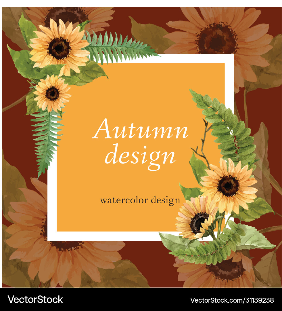 Autumn Sunflower Border Frame Royalty Free Vector Image