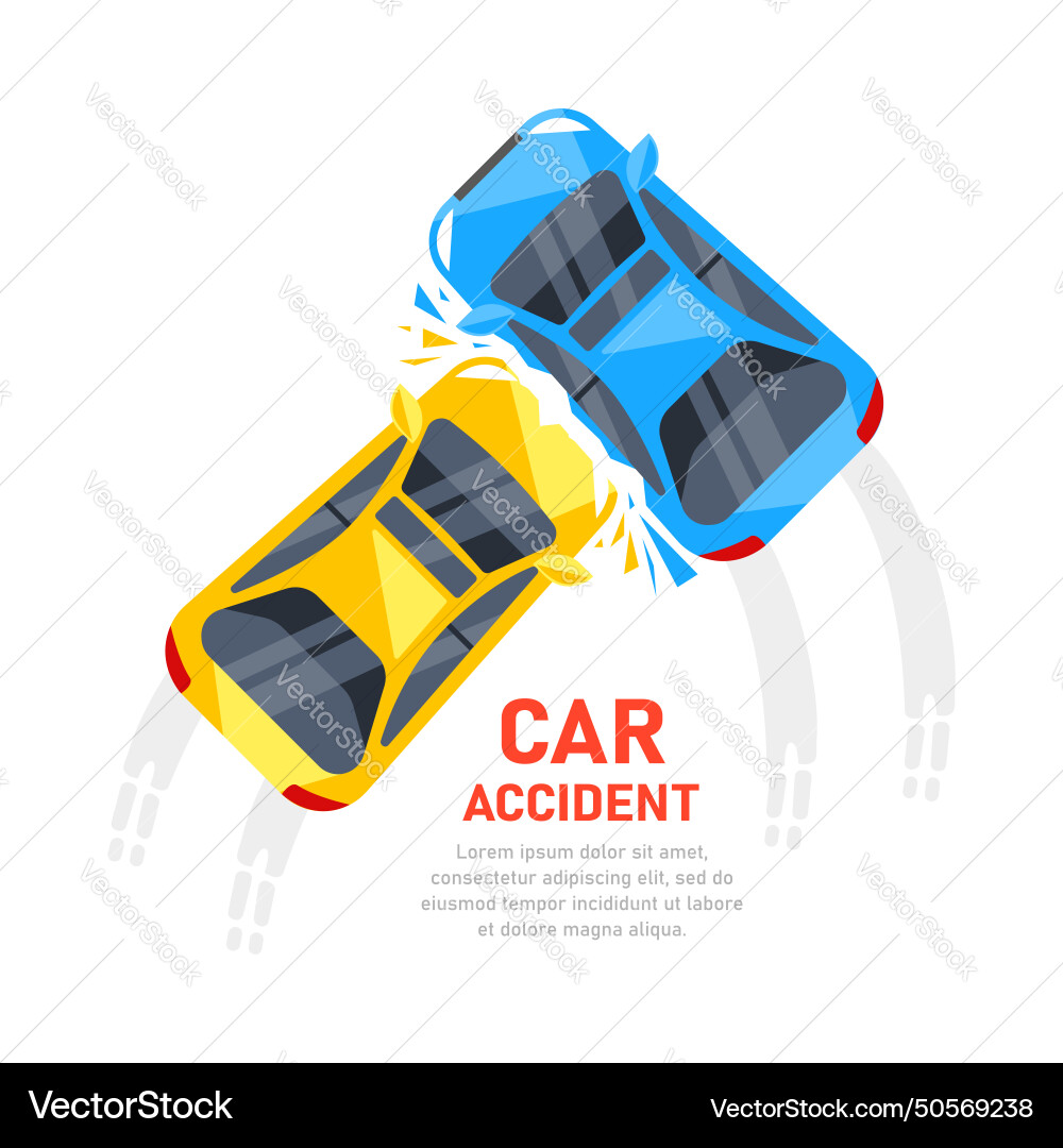 Car crash accident on road Royalty Free Vector Image