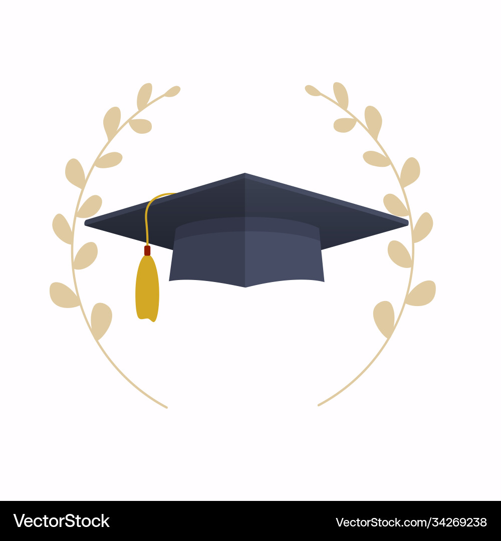 Graduation cap education flat design modern Vector Image
