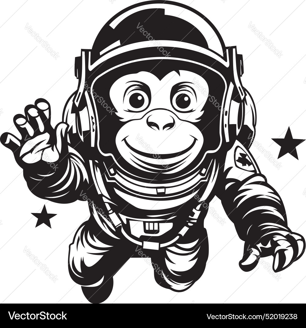 Interstellar monkey odyssey logo design astronaut Vector Image
