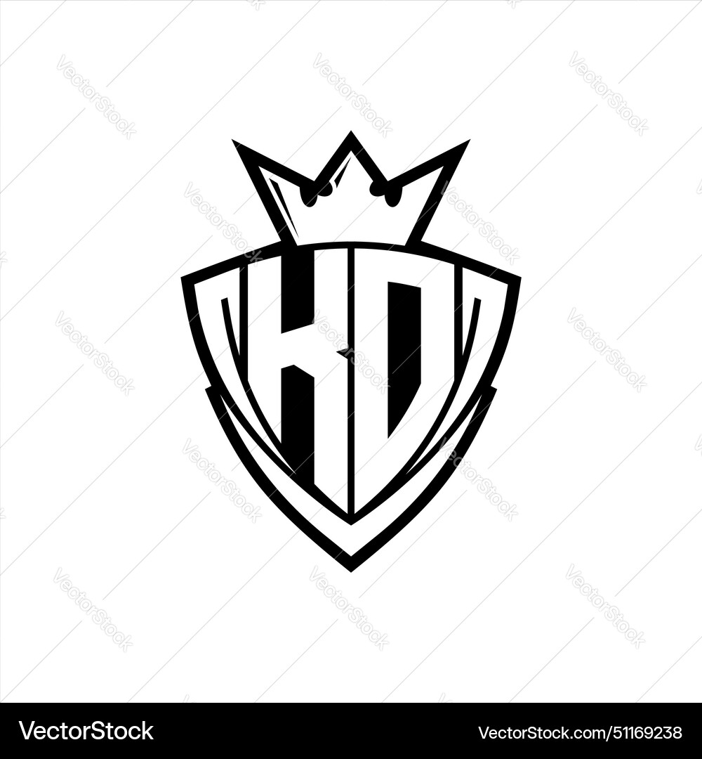 Kd letter logo with sharp triangle shield shape Vector Image