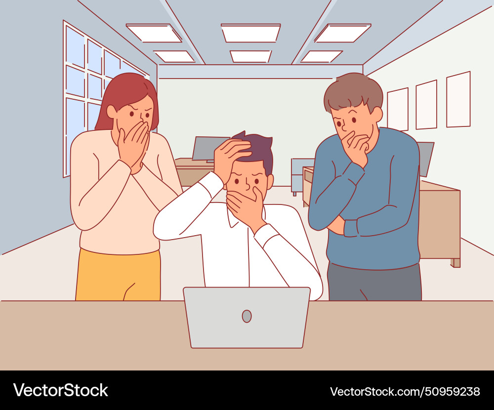 People getting bad news puzzled office staff Vector Image