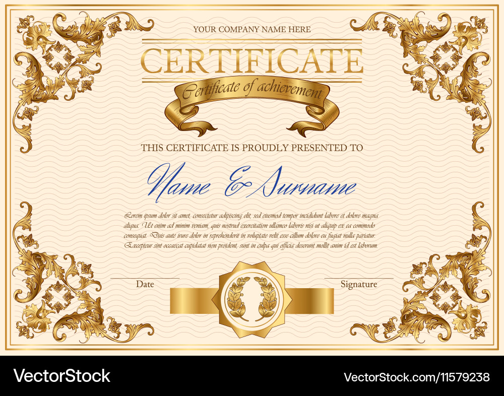 Royal Achievement Certificate Royalty Free Vector Image
