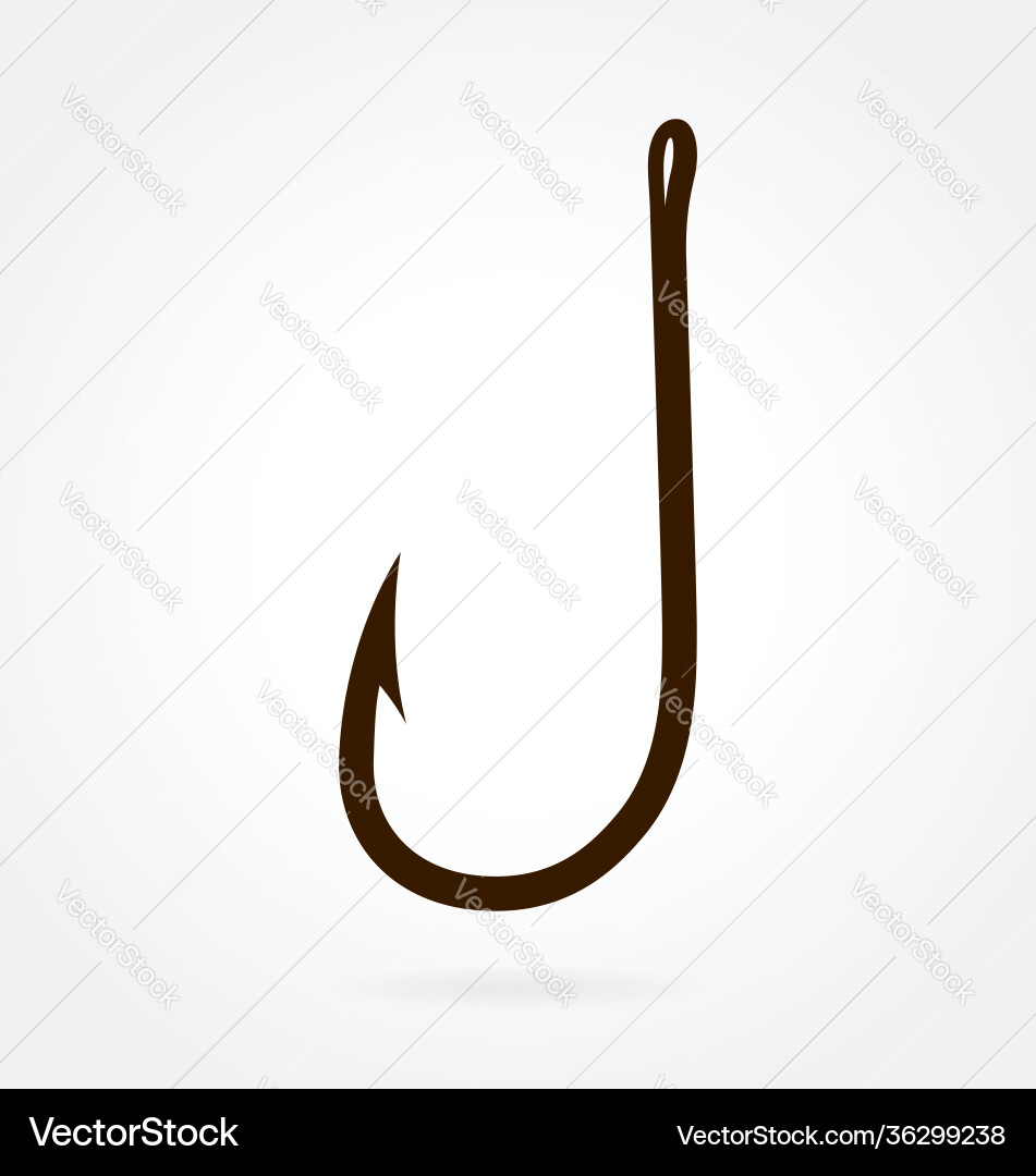Simple fishing fish hook silhouette Royalty Free Vector