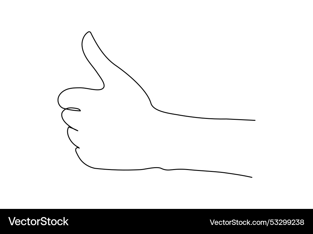 Thumb up in one continuous line drawing hand Vector Image