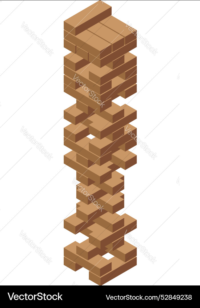 Wooden blocks tower standing on white background Vector Image