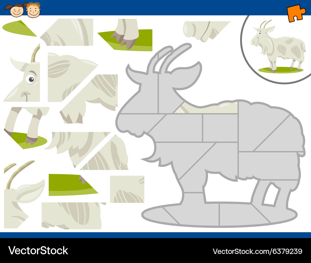 Cartoon goat jigsaw puzzle task Royalty Free Vector Image