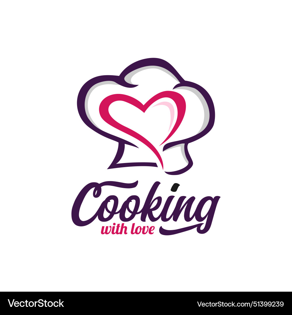 Combination chef hat with heart symbol logo Vector Image