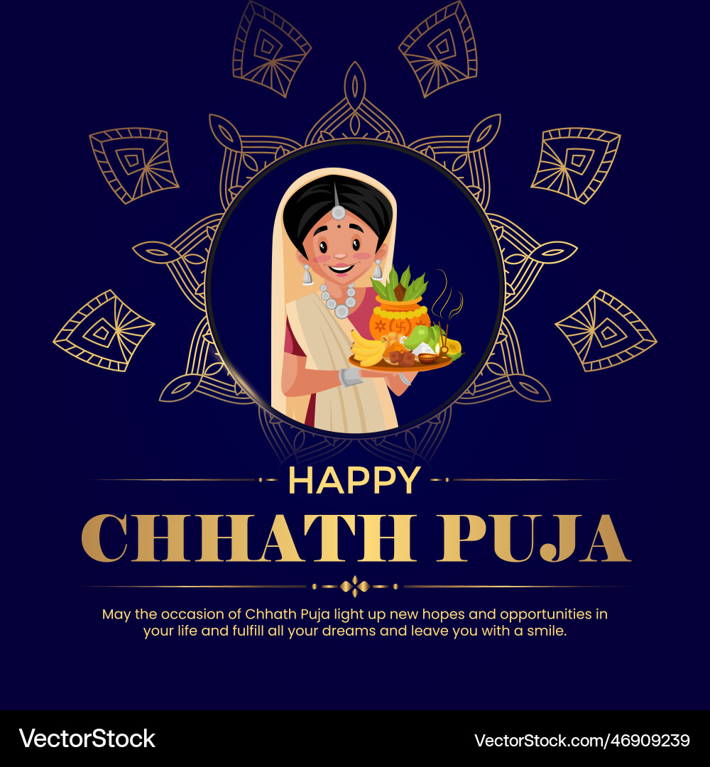 Happy chhath puja banner design template Vector Image