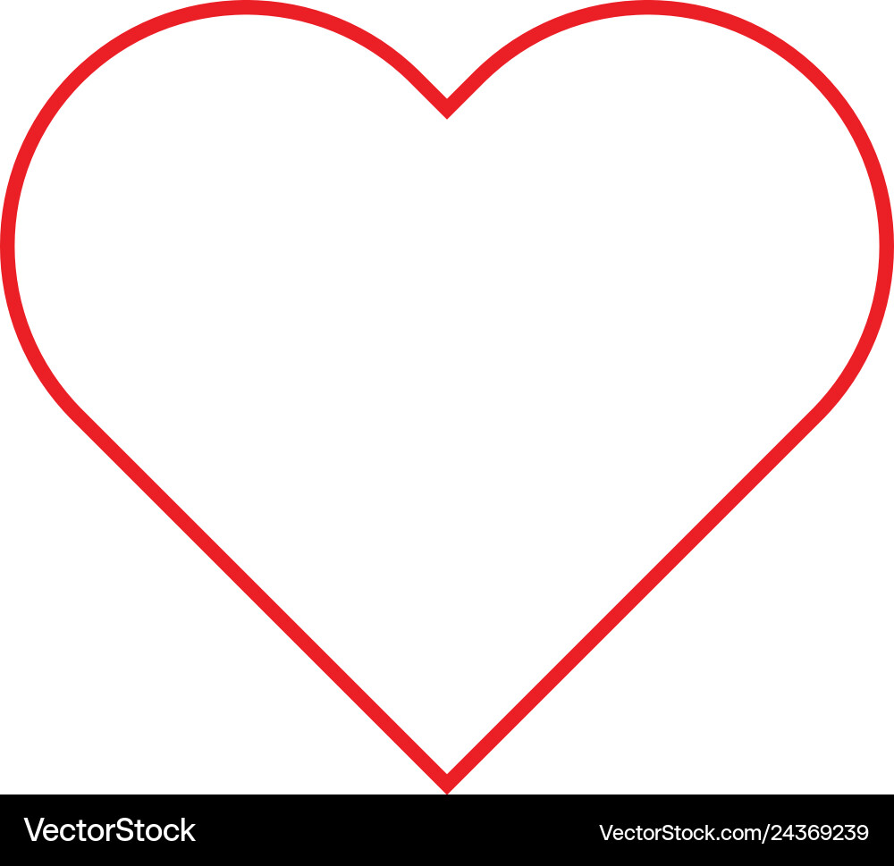 Heart red outline flat style icon Royalty Free Vector Image