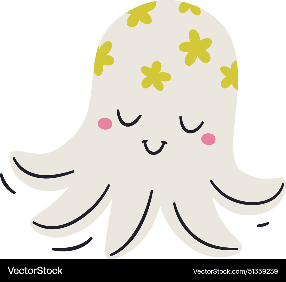 Octopus sleeping character Royalty Free Vector Image