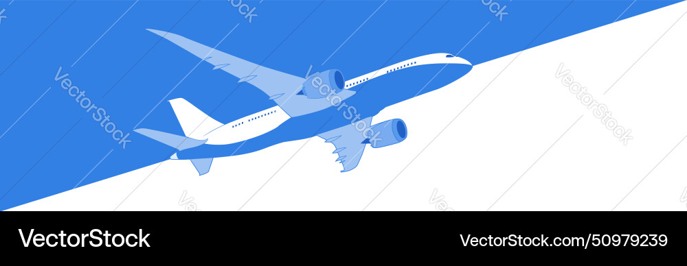 Plane flies upward header Royalty Free Vector Image