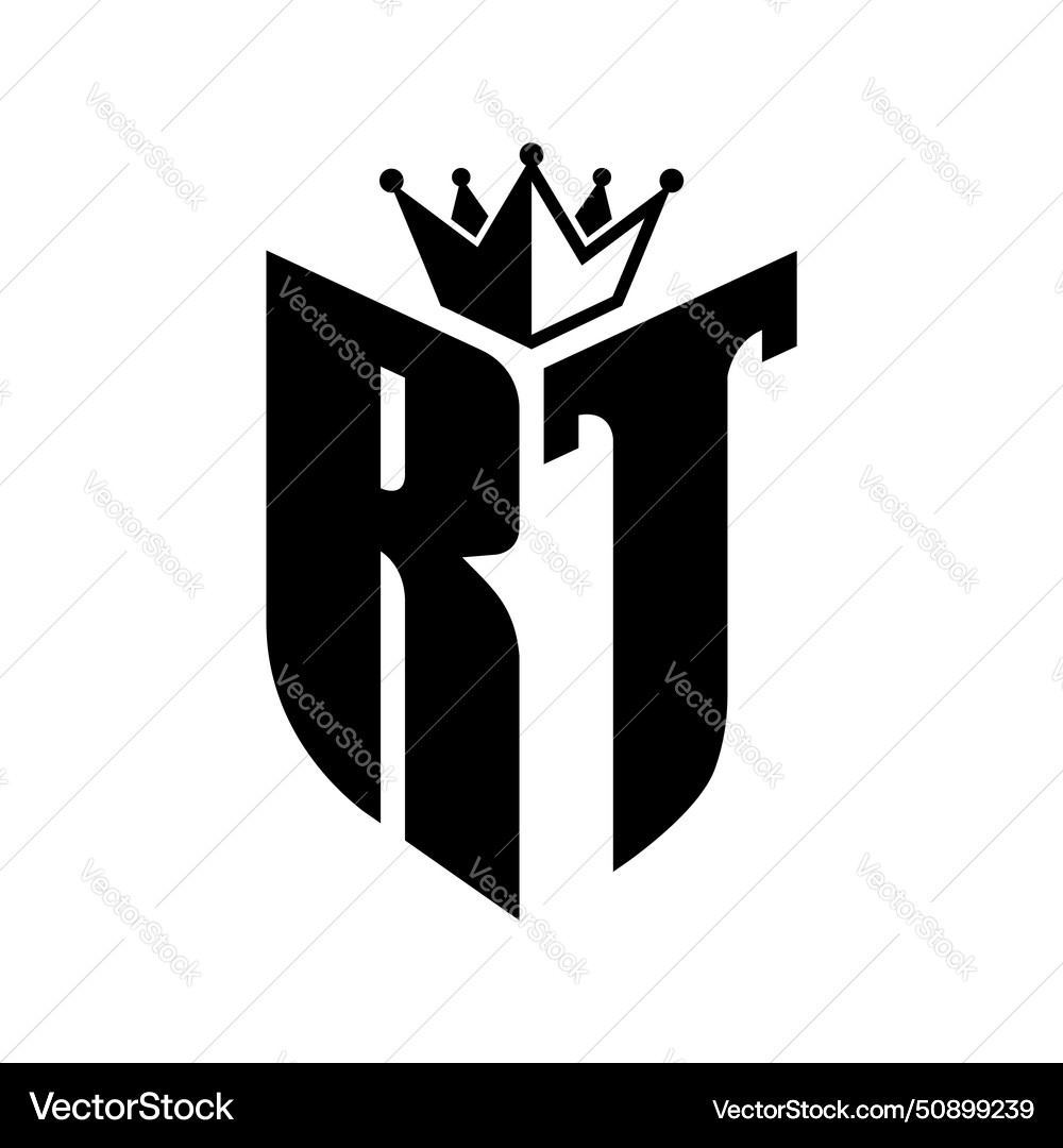 Rt letter monogram with shield shape crown Vector Image