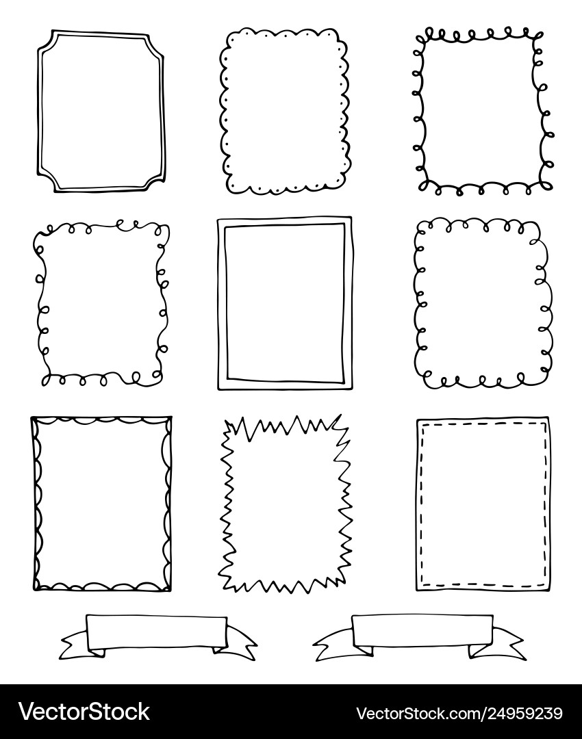Set hand-drawn doodle frames Royalty Free Vector Image