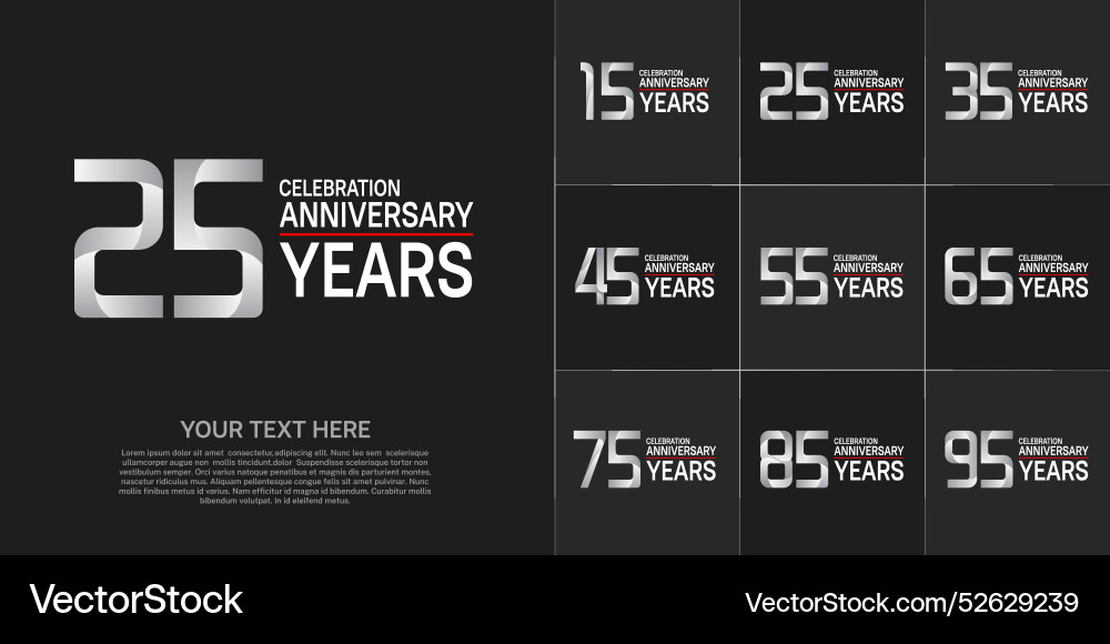 Set of anniversary white color can be use Vector Image