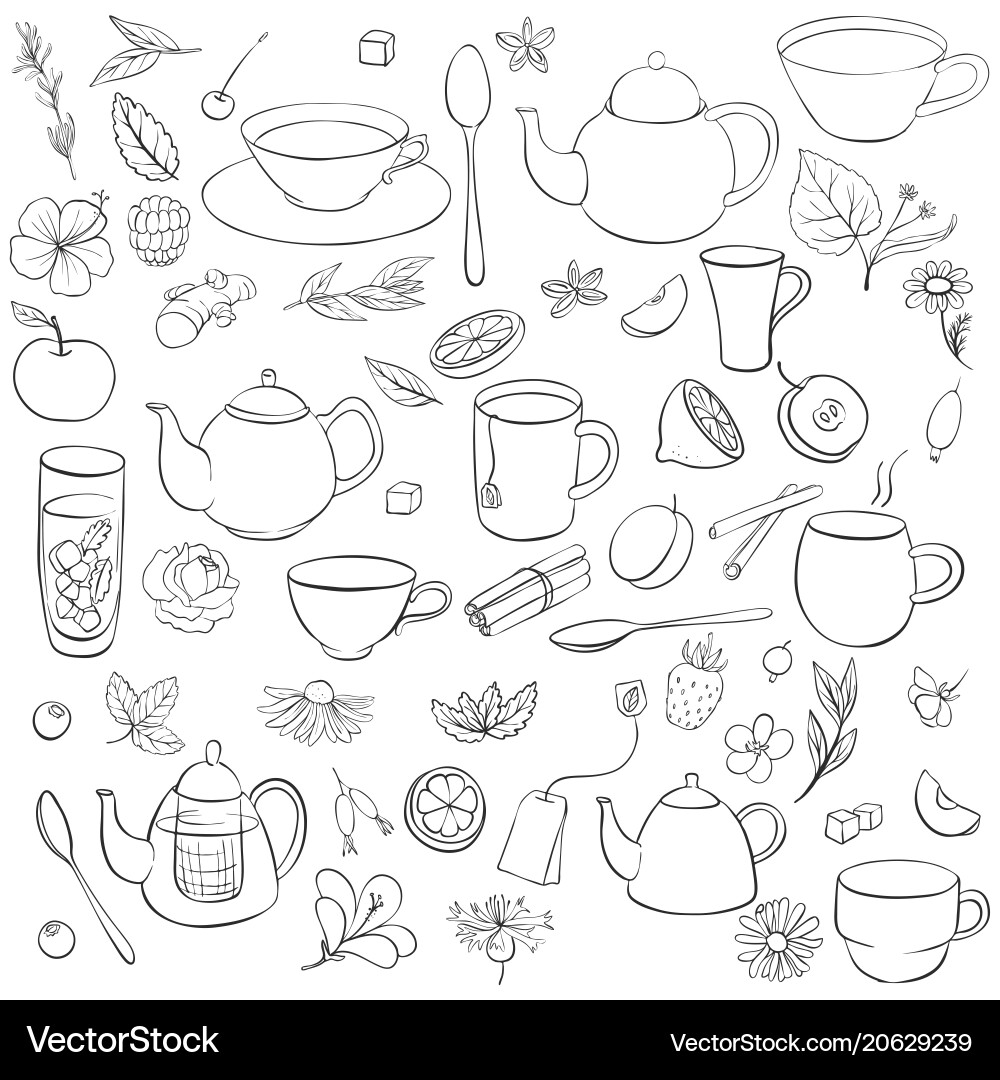 Tea set Royalty Free Vector Image - VectorStock