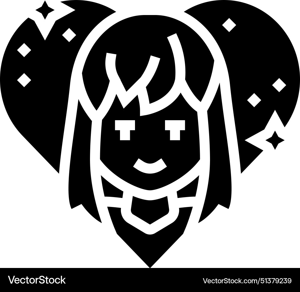 Waifu otaku glyph icon Royalty Free Vector Image