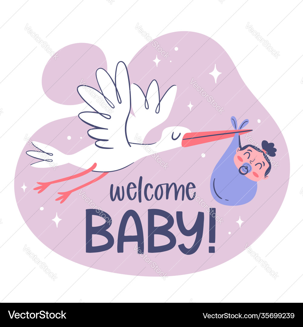 Welcome baby card template Royalty Free Vector Image