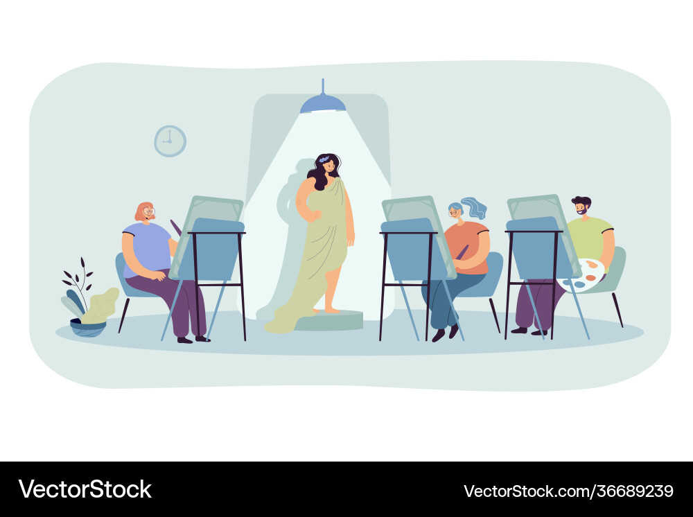 Woman posing for artist Royalty Free Vector Image