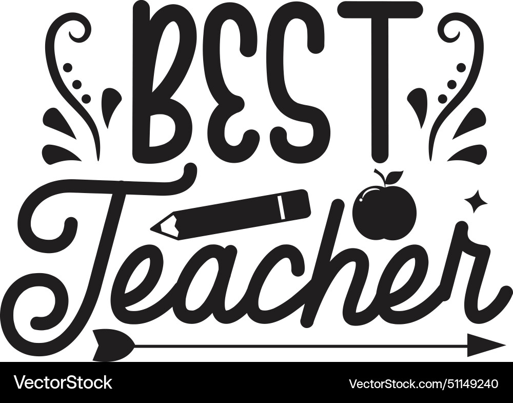 Best teacher design on white background Royalty Free Vector