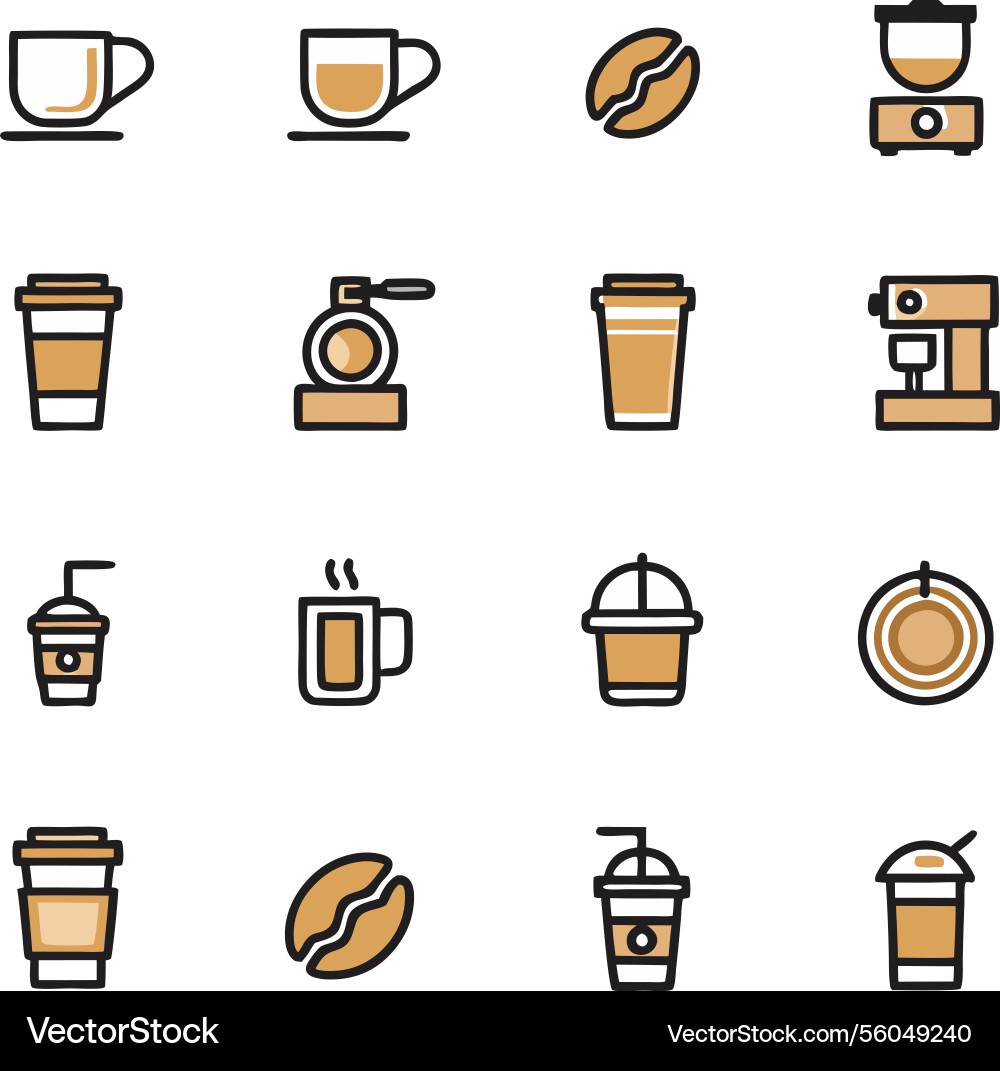 Coffee shop icons collection various coffee Vector Image