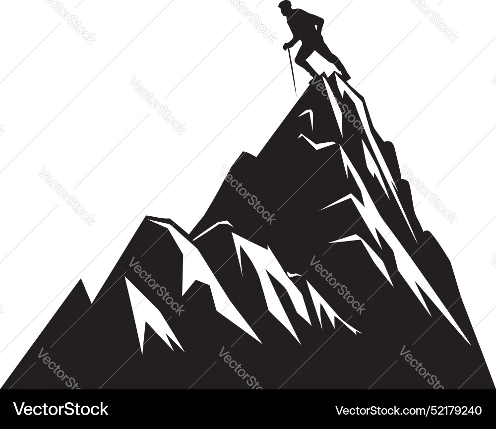 Conquer the climb man climbing mountain design Vector Image