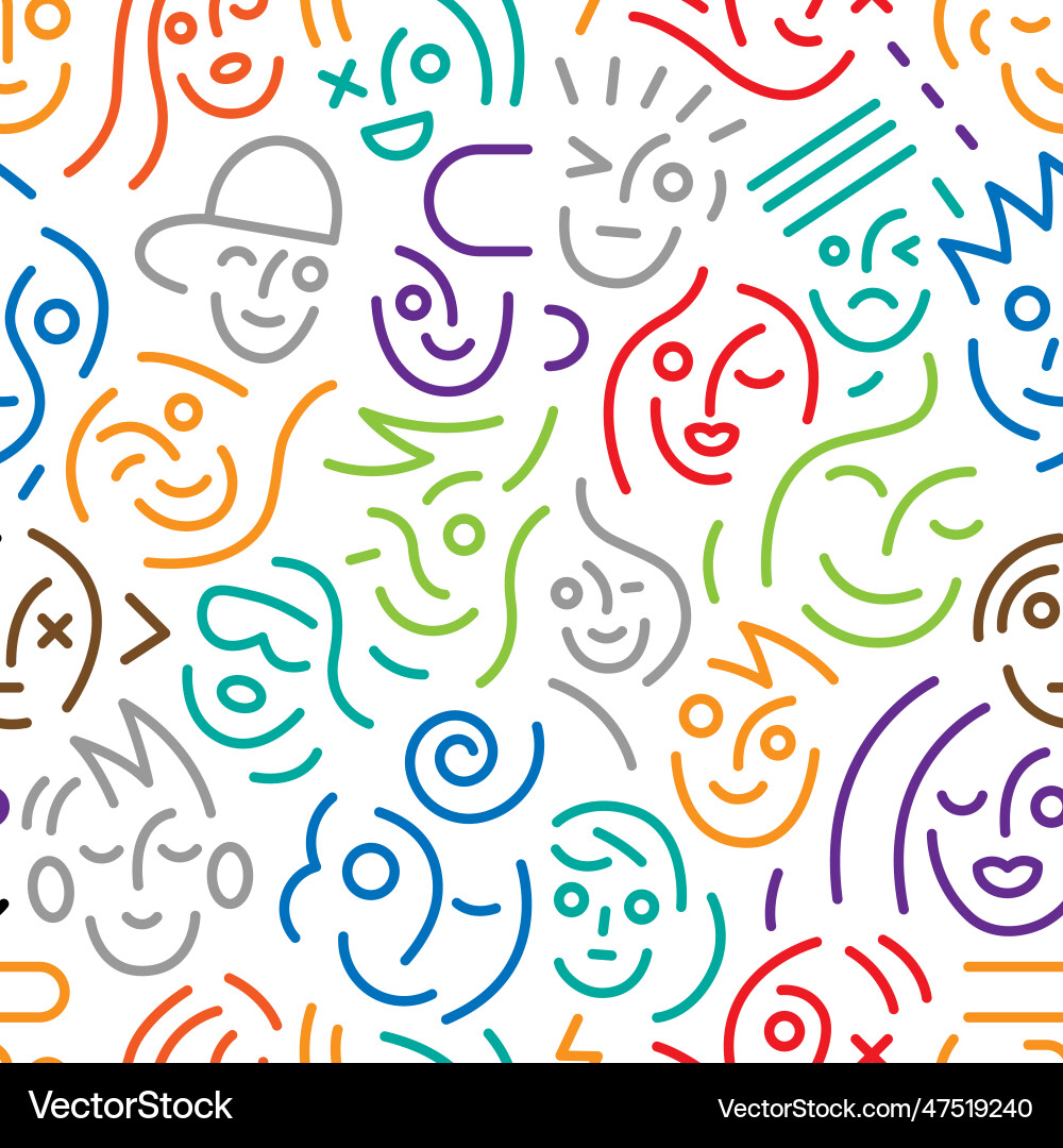 Faces of people seamless pattern Royalty Free Vector Image