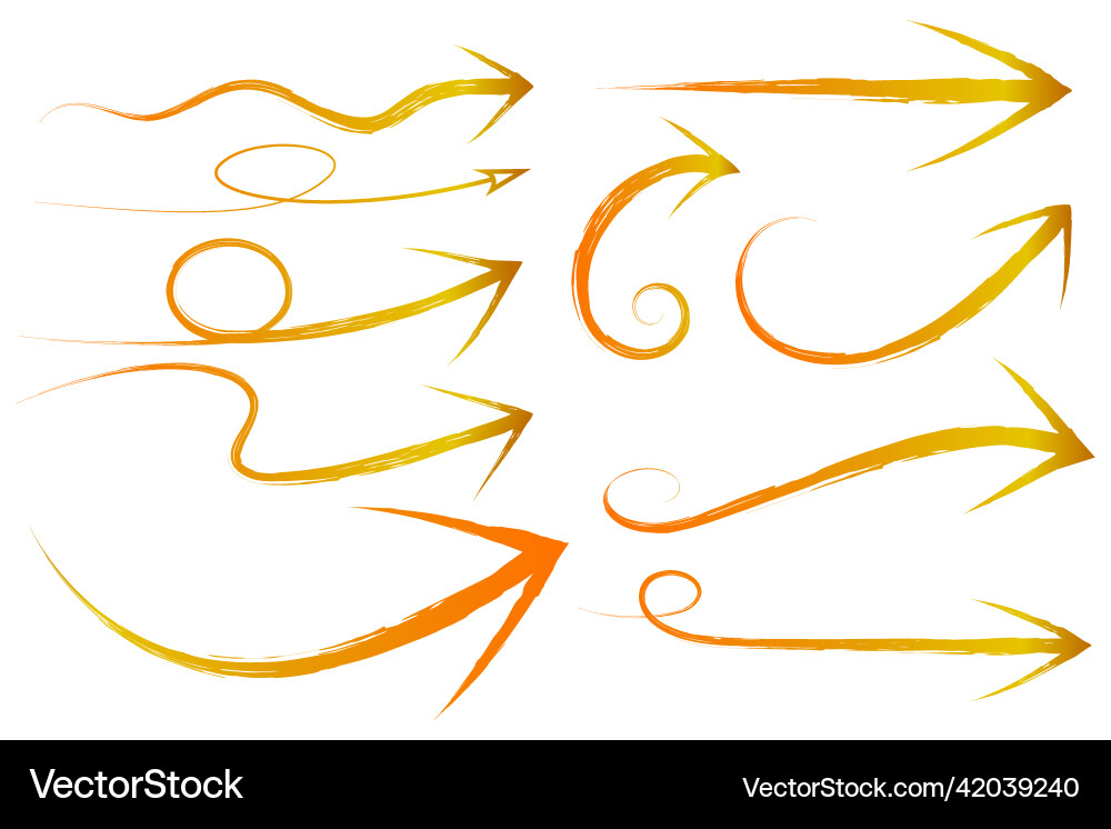 Hand drawn curved arrow set Royalty Free Vector Image
