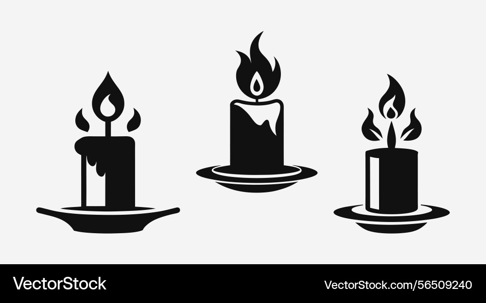 Set of burning candles Royalty Free Vector Image