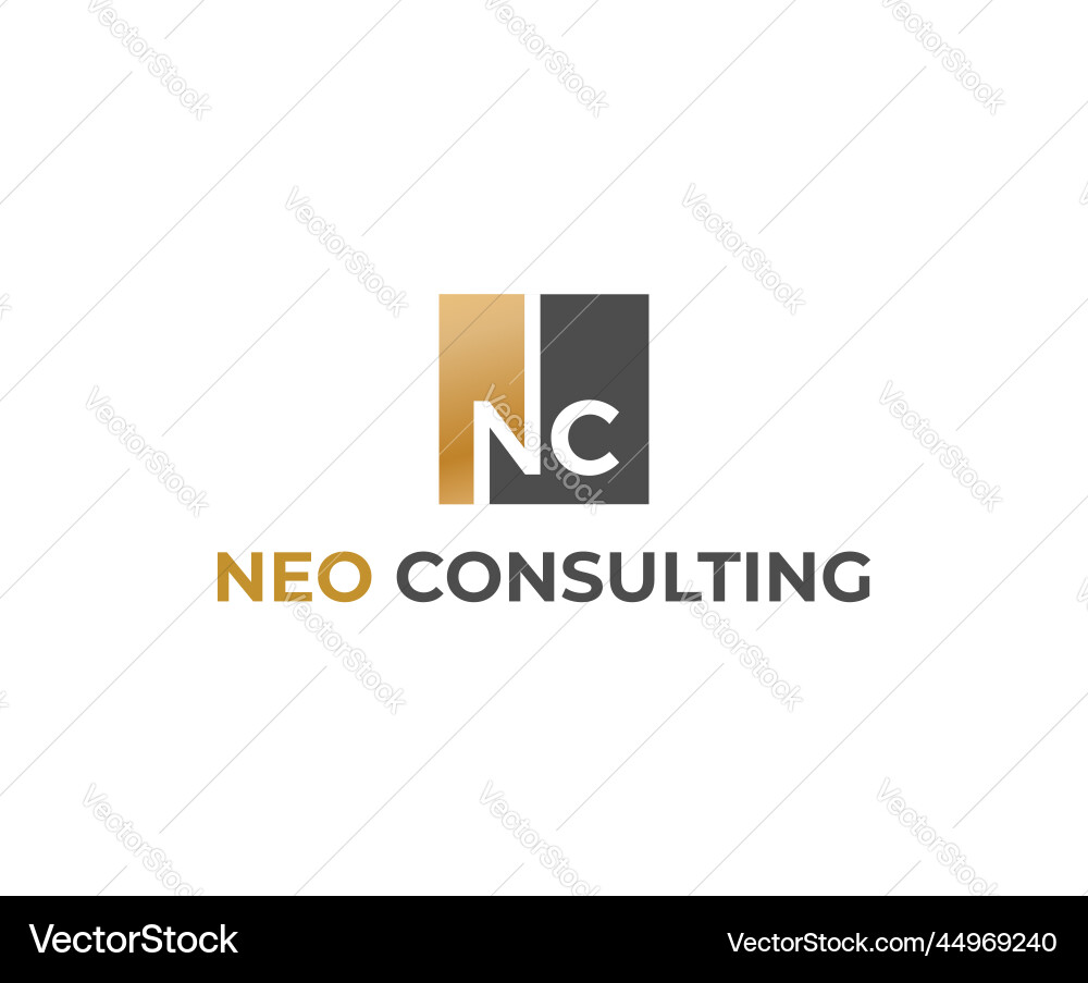 Simple square nc letter mark logo design template Vector Image