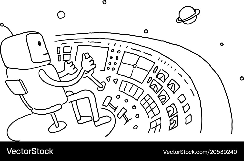 Sketch astronaut man robot alien character Vector Image