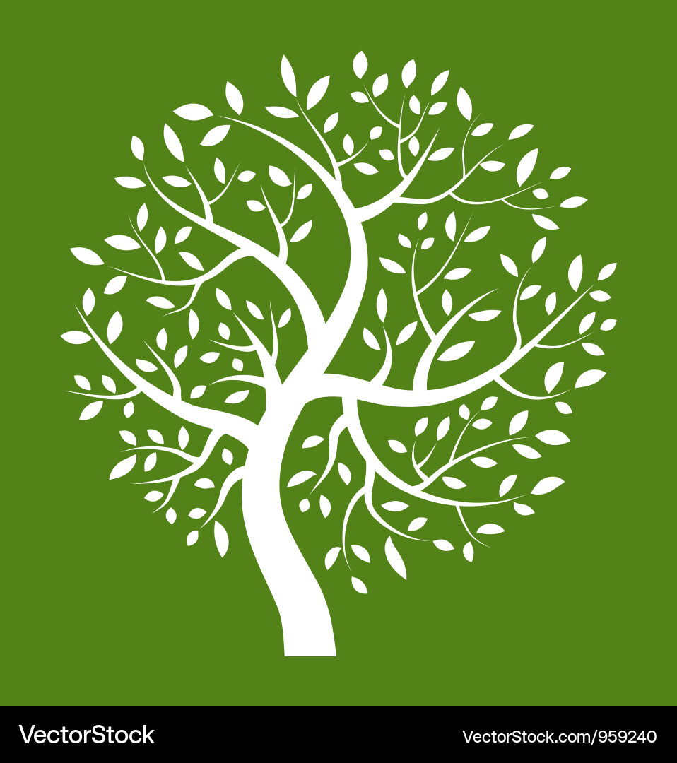 White tree icon on green background Royalty Free Vector