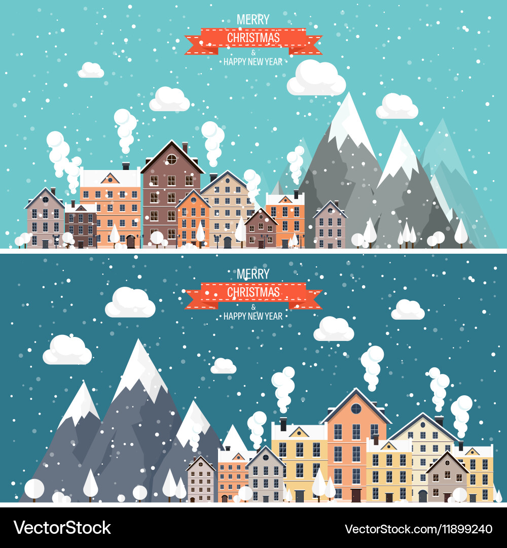 Winter urban landscape city Royalty Free Vector Image