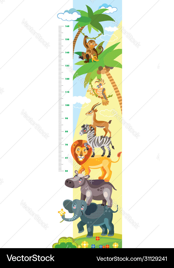 African animals height meter Royalty Free Vector Image