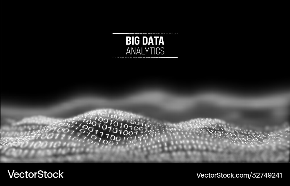 Big data analytics black technology background Vector Image