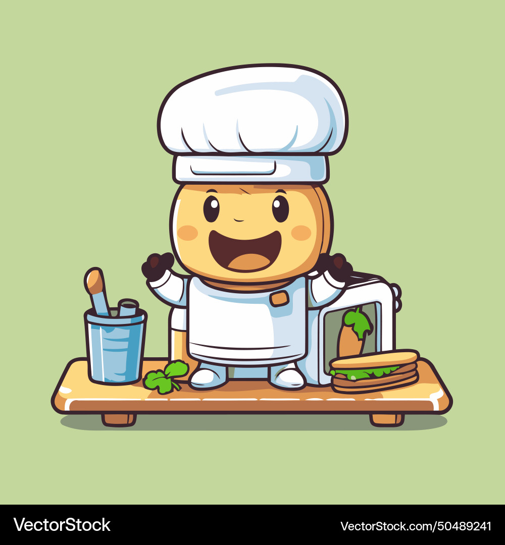 Chef cookie character cartoon cute Royalty Free Vector Image