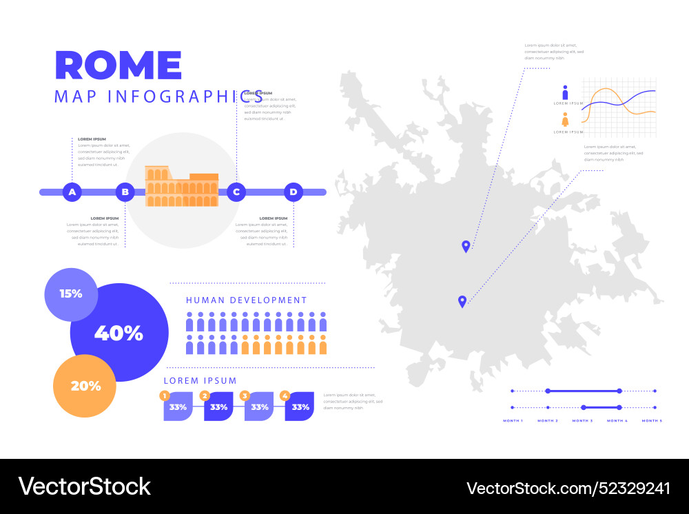 Flat design rome map template Royalty Free Vector Image