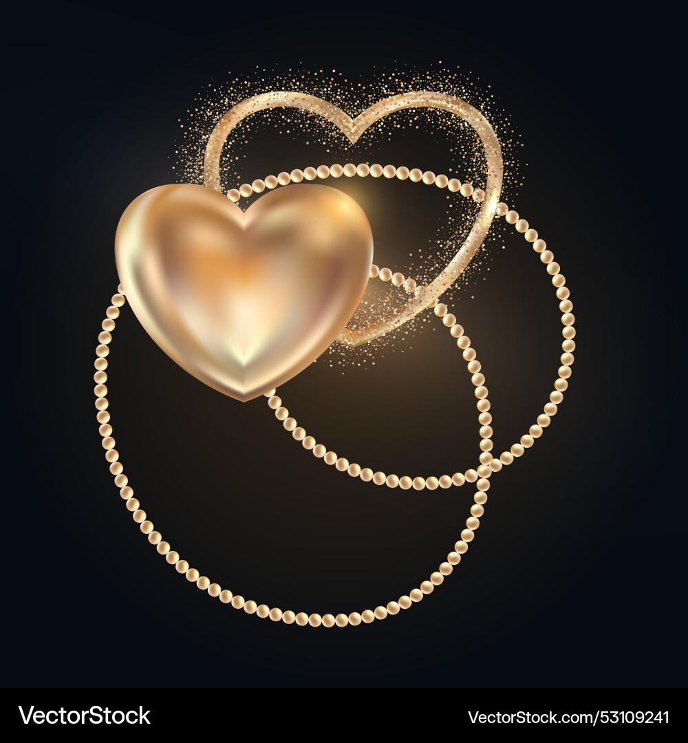 Gold heart shape medallion luxurious expensive Vector Image