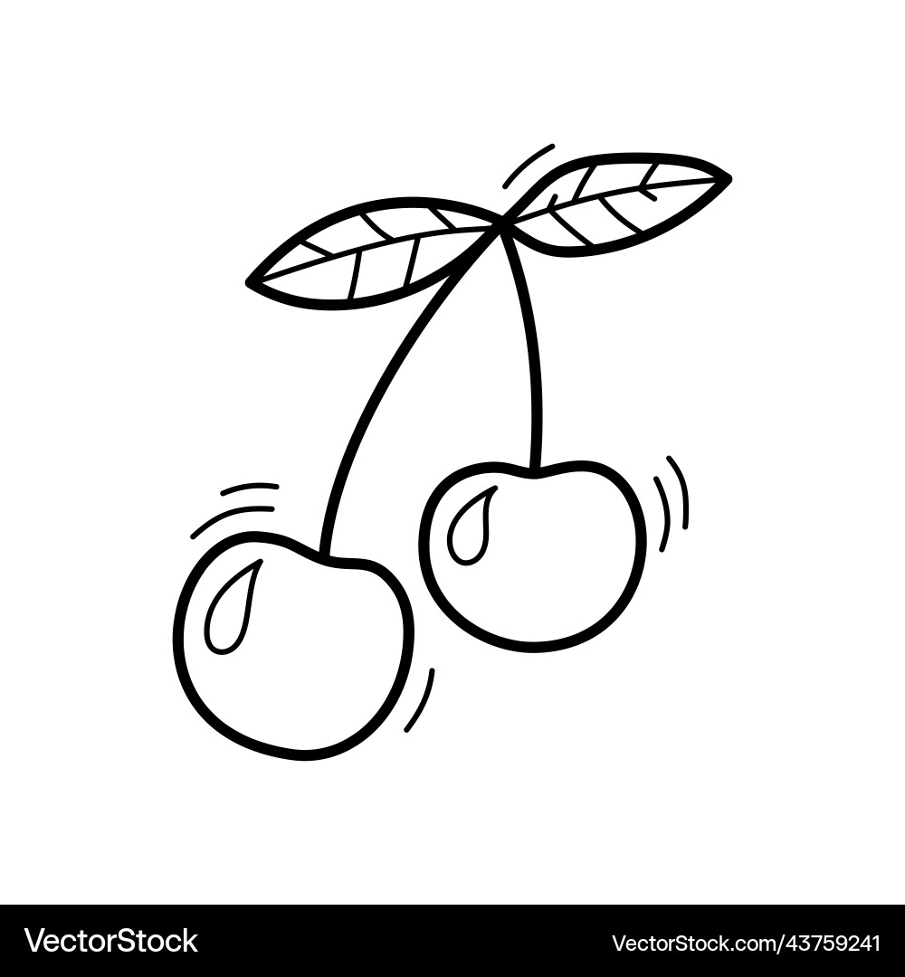 Hand drawn doodle cherry icon for backgrounds Vector Image