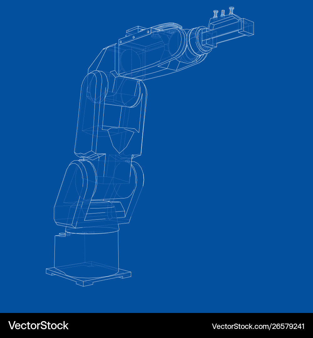 Industrial Robot Arm Blueprint Royalty Free Vector Image