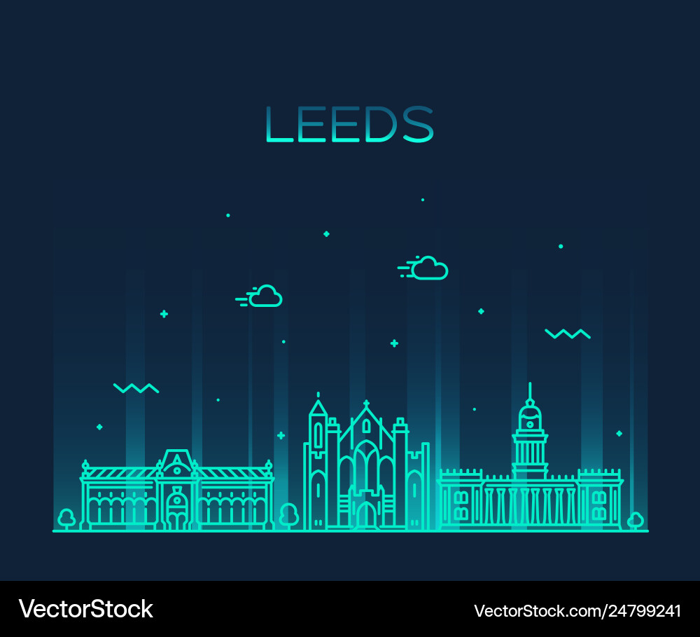 Leeds west yorkshire england linear style Vector Image