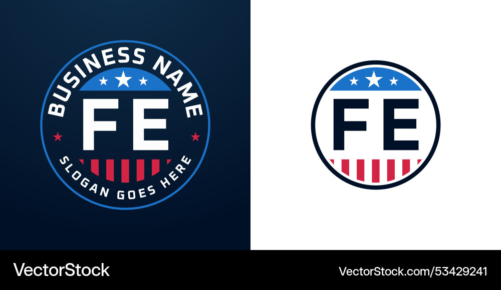 Patriotic fe logo design letter fe logo with Vector Image
