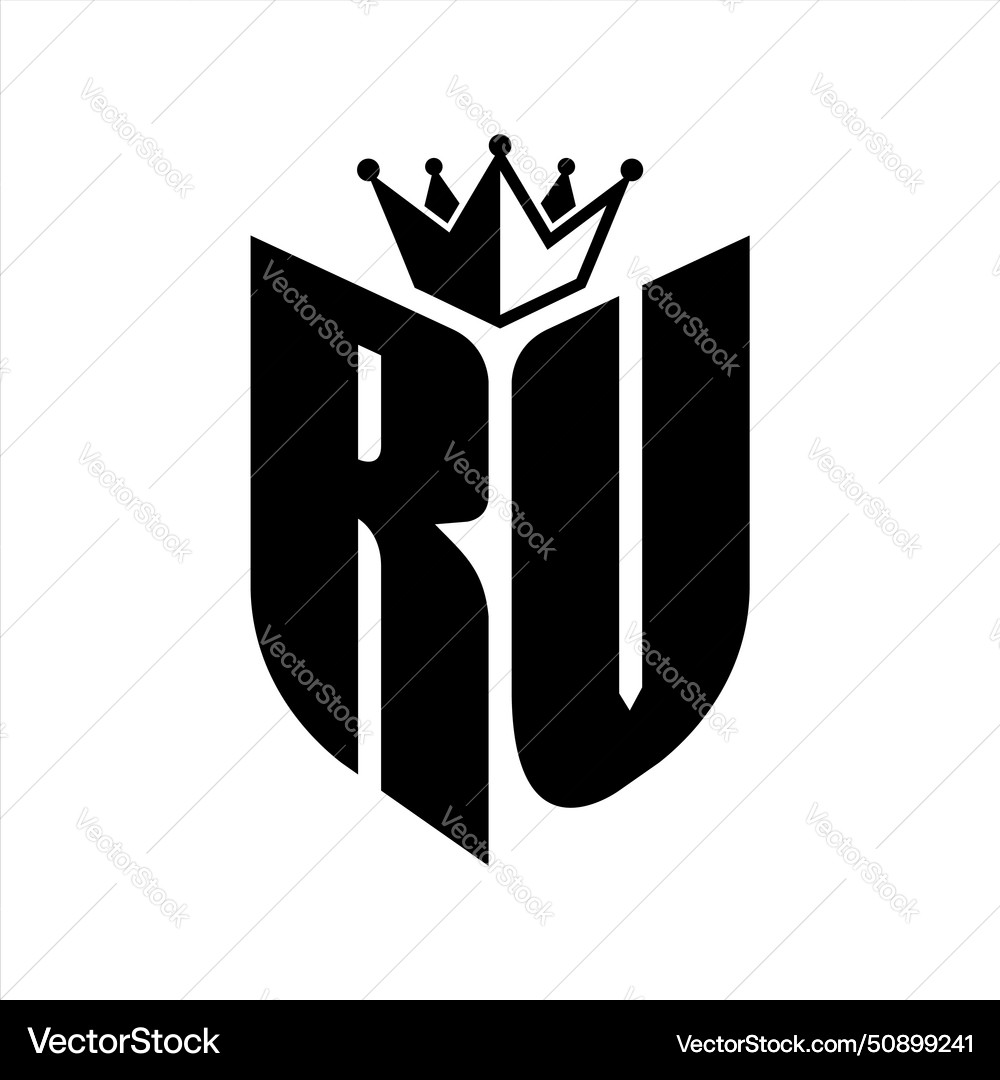 Rv letter monogram with shield shape crown Vector Image